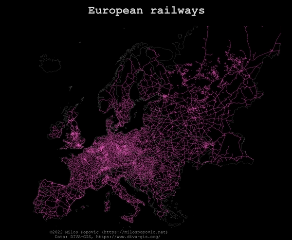 Make a railway map of Europe in R | Milos Popovic - personal website ...